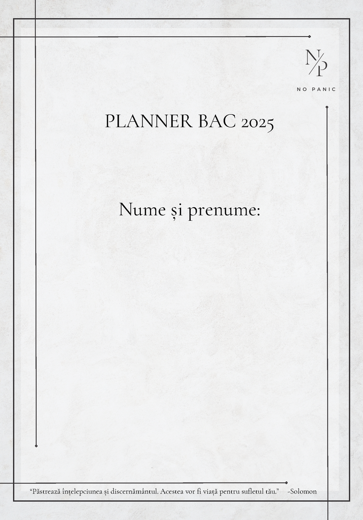 Planner Bac 2025 – No Panic